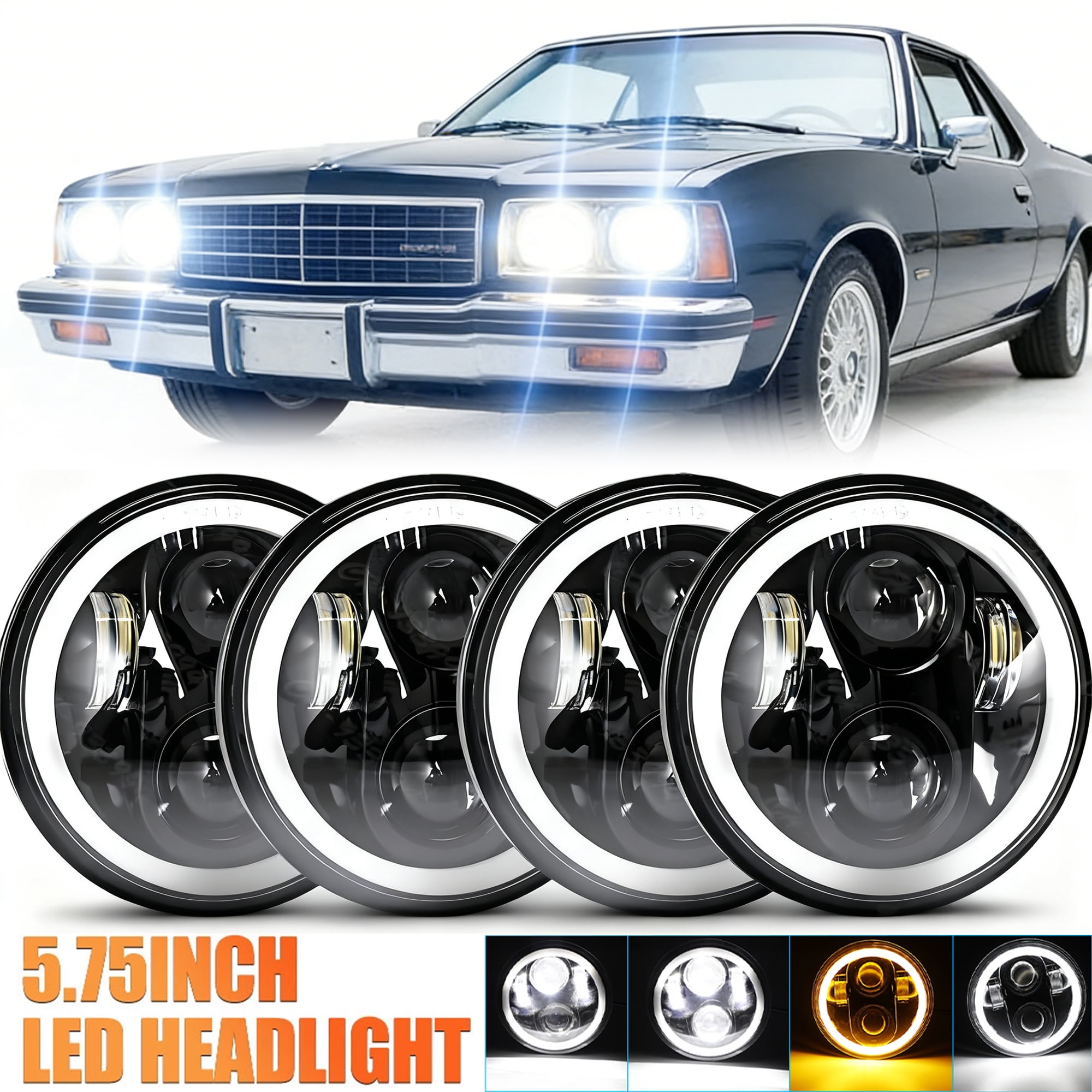 5 3/4 5.75" LED Headlights DRL For Chevy El Camino Impala Caprice Bel ...