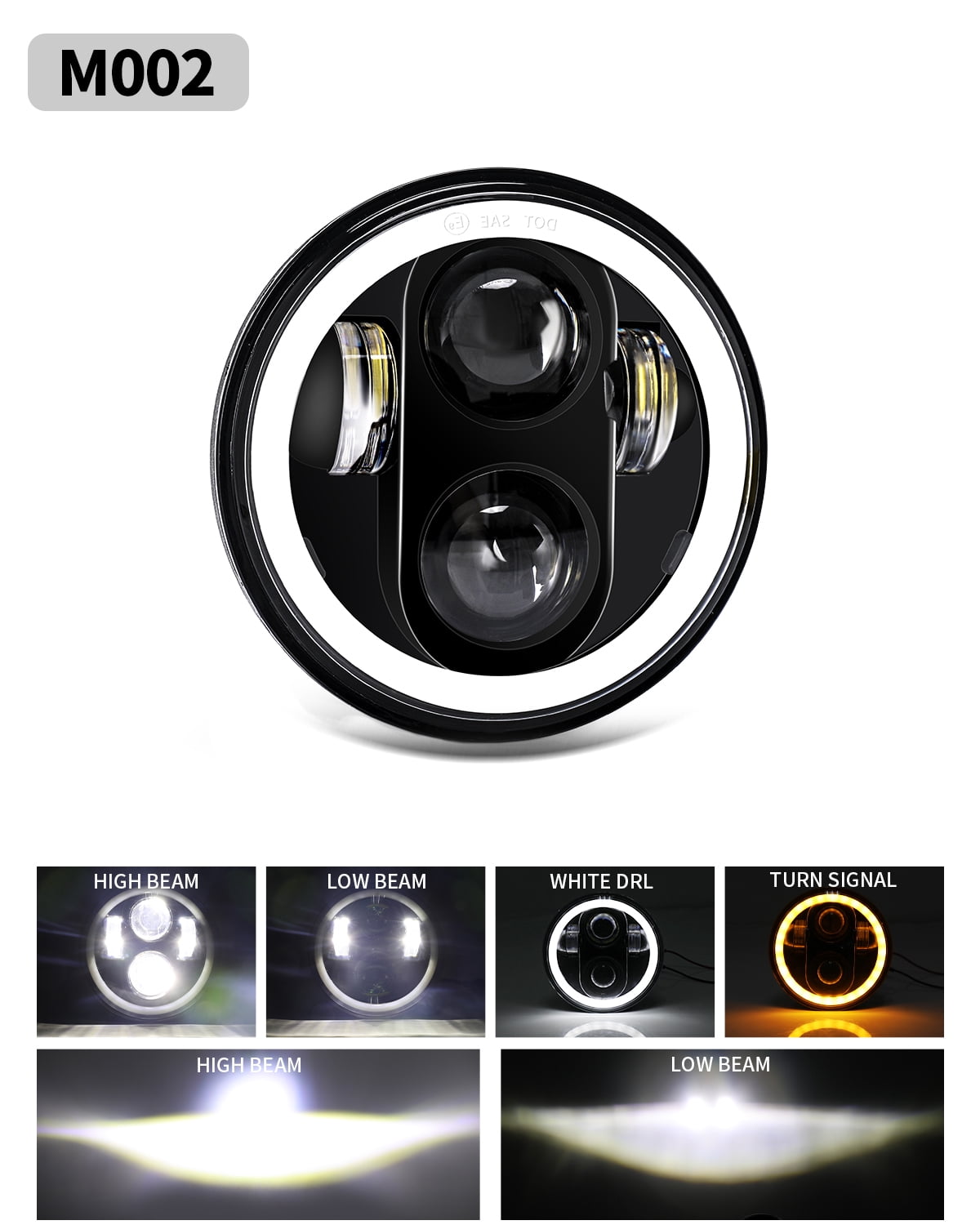 5-3/4 5.75 inch Round LED Headlight for Harley Davidson Dyna Street Bob ...