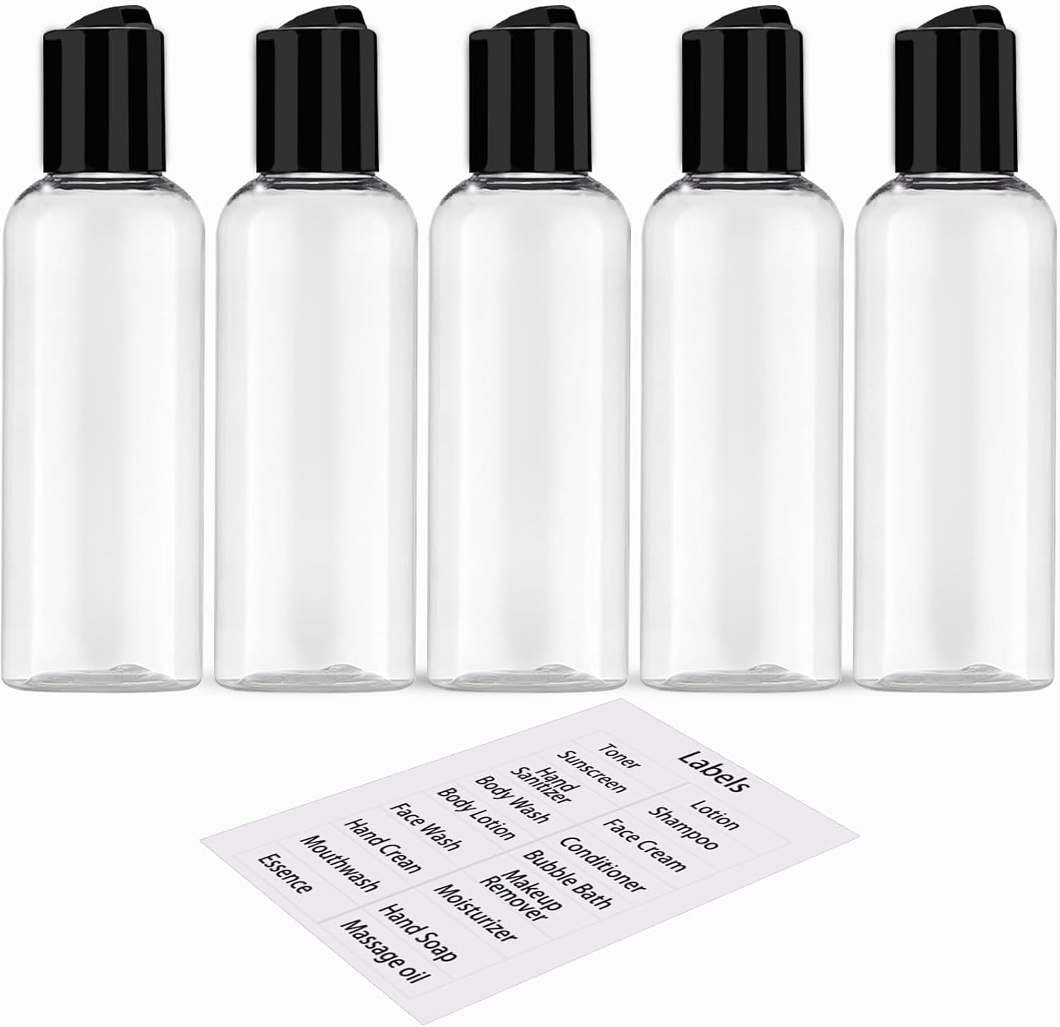 5 3.4 oz Travel Bottles for Toiletries TSA Approved Leakproof Empty ...