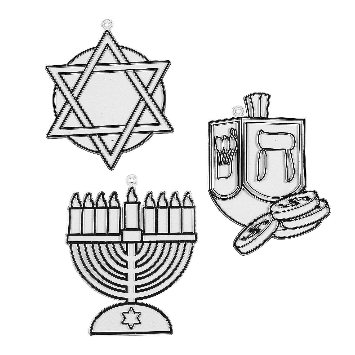 5 3/4" x 7" Large Hanukkah Icon Plastic Suncatchers - 12 Pieces ...