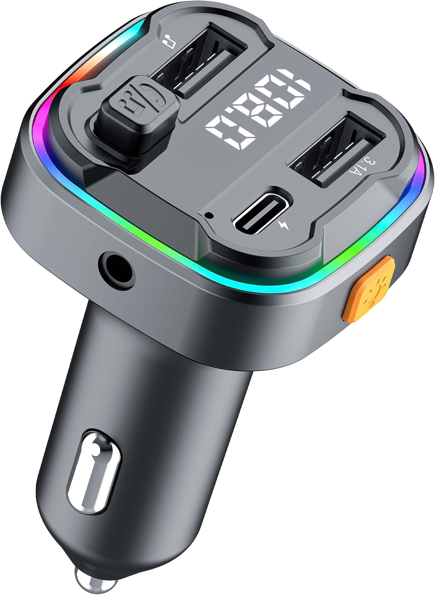 5.3 FM Transmitter for , with Hands- Calling, Dual & Type-C , AUX/UMP3 ...