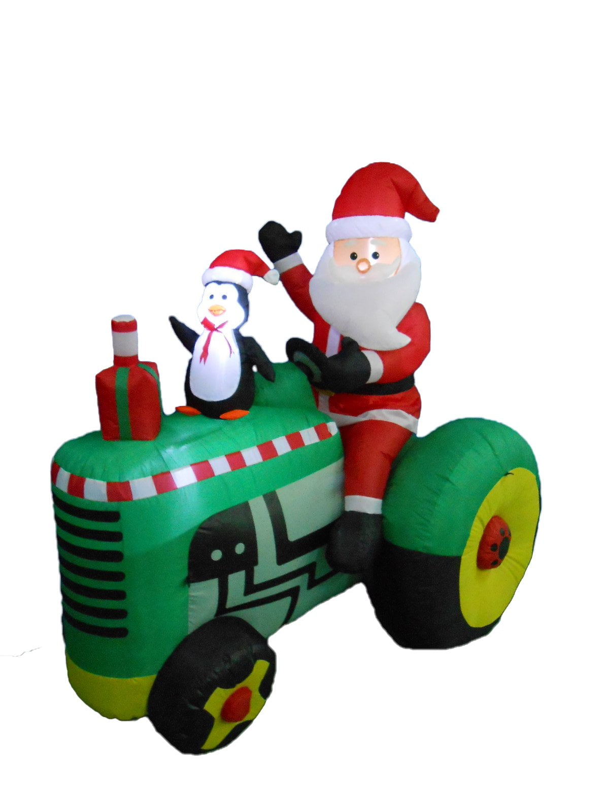 5.3 FT Christmas Inflatable Santa Claus Driving Tractor with Penguin ...