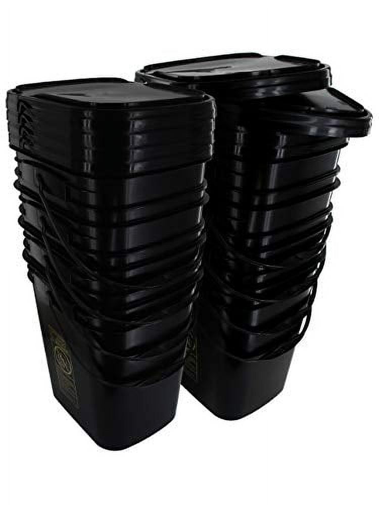 5.3 Gallon Black Rectangular Bucket/Pail with Hinged Snap Lid, 8 Pack ...
