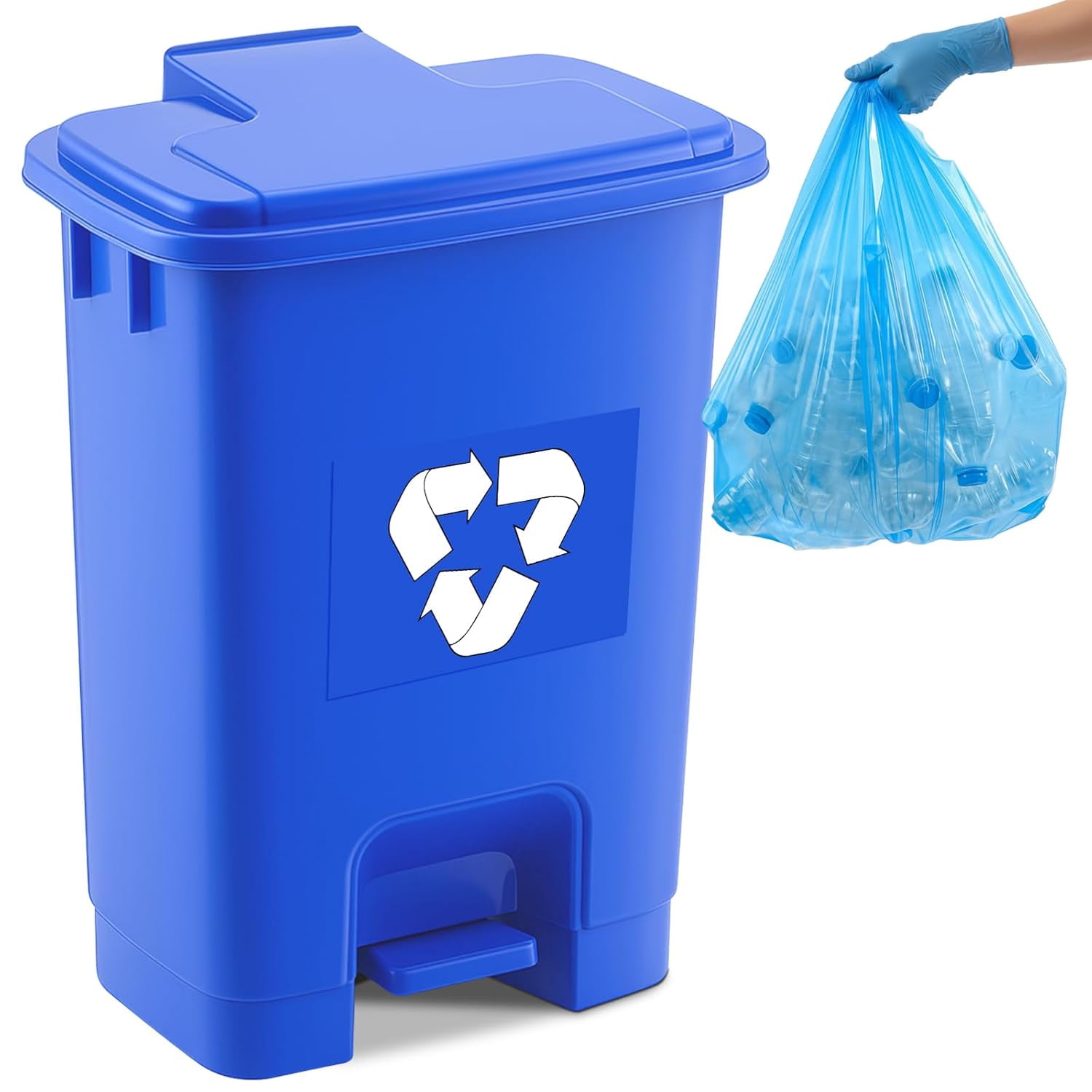 5.3 Gallon Recycle Bins for Kitchen with Foot-Operated & Self-Closing ...