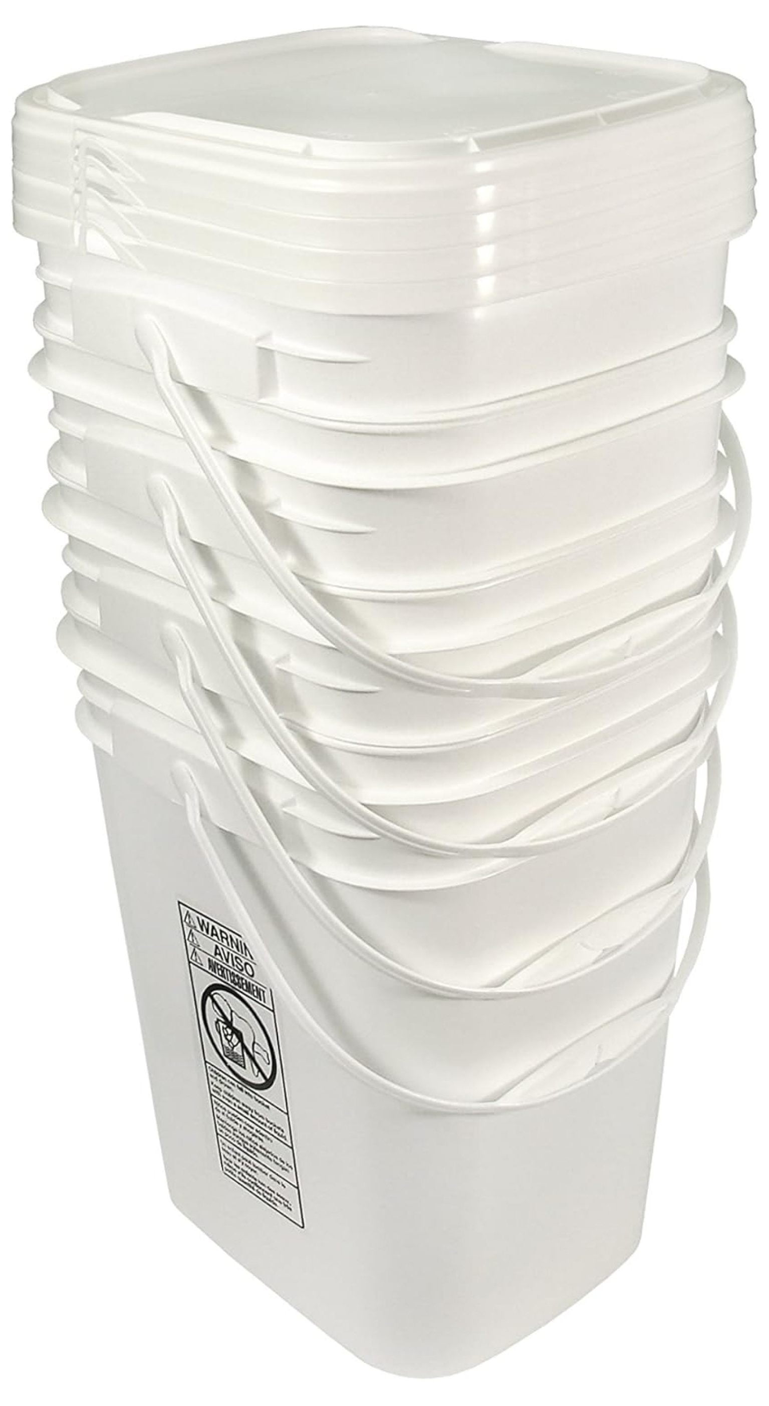 5.3 Gallon White Rectangular Bucket/Pail with Hinged Snap Lid, 4 Pack - Walmart.com