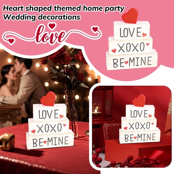 5.3" Valentine'S Day Red Heart Design Wooden Sign, "Love Be Mine" Heart ...
