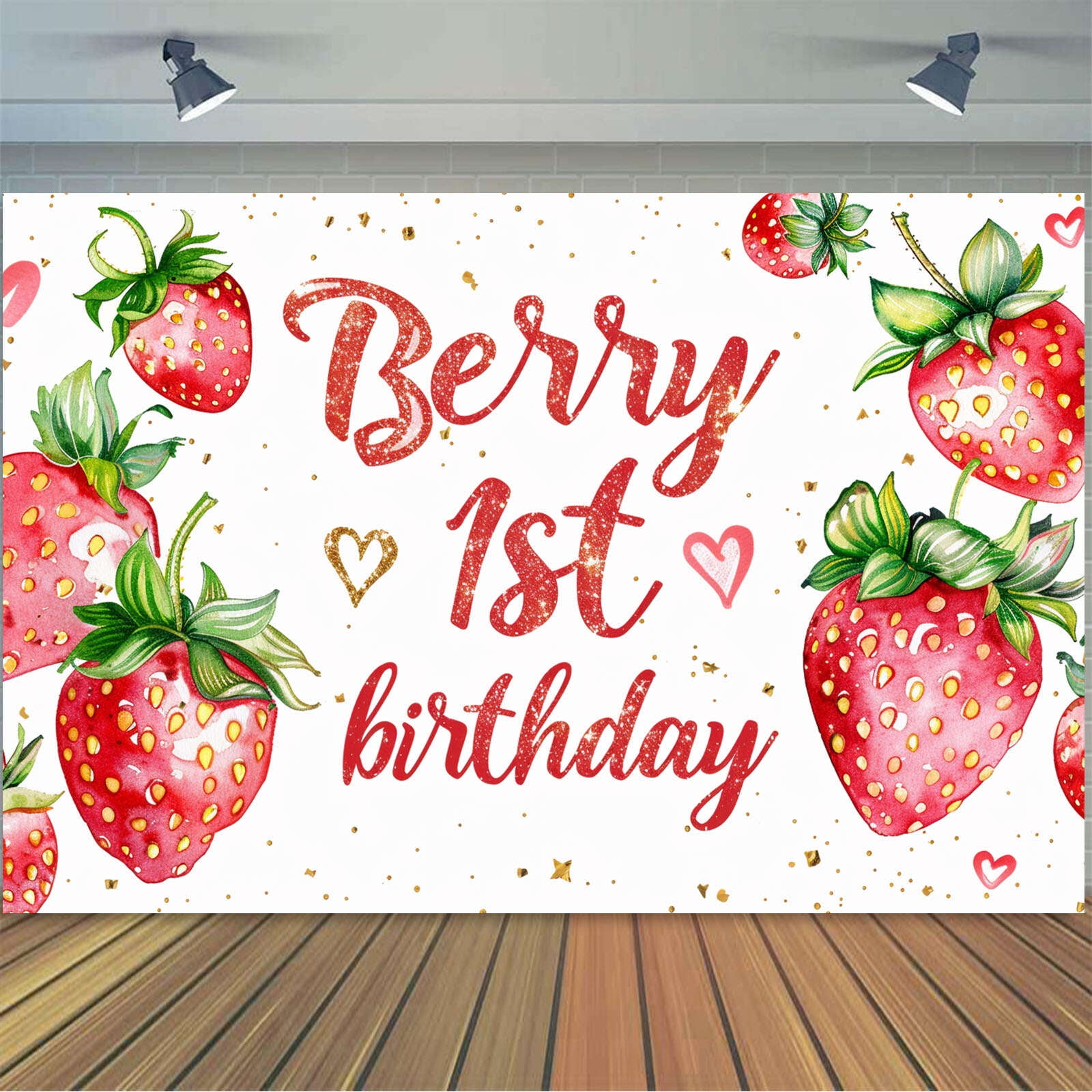 5×3 ft Berry 1st Birthday Backdrop, Strawberry 1st Birthday Backdrop ...