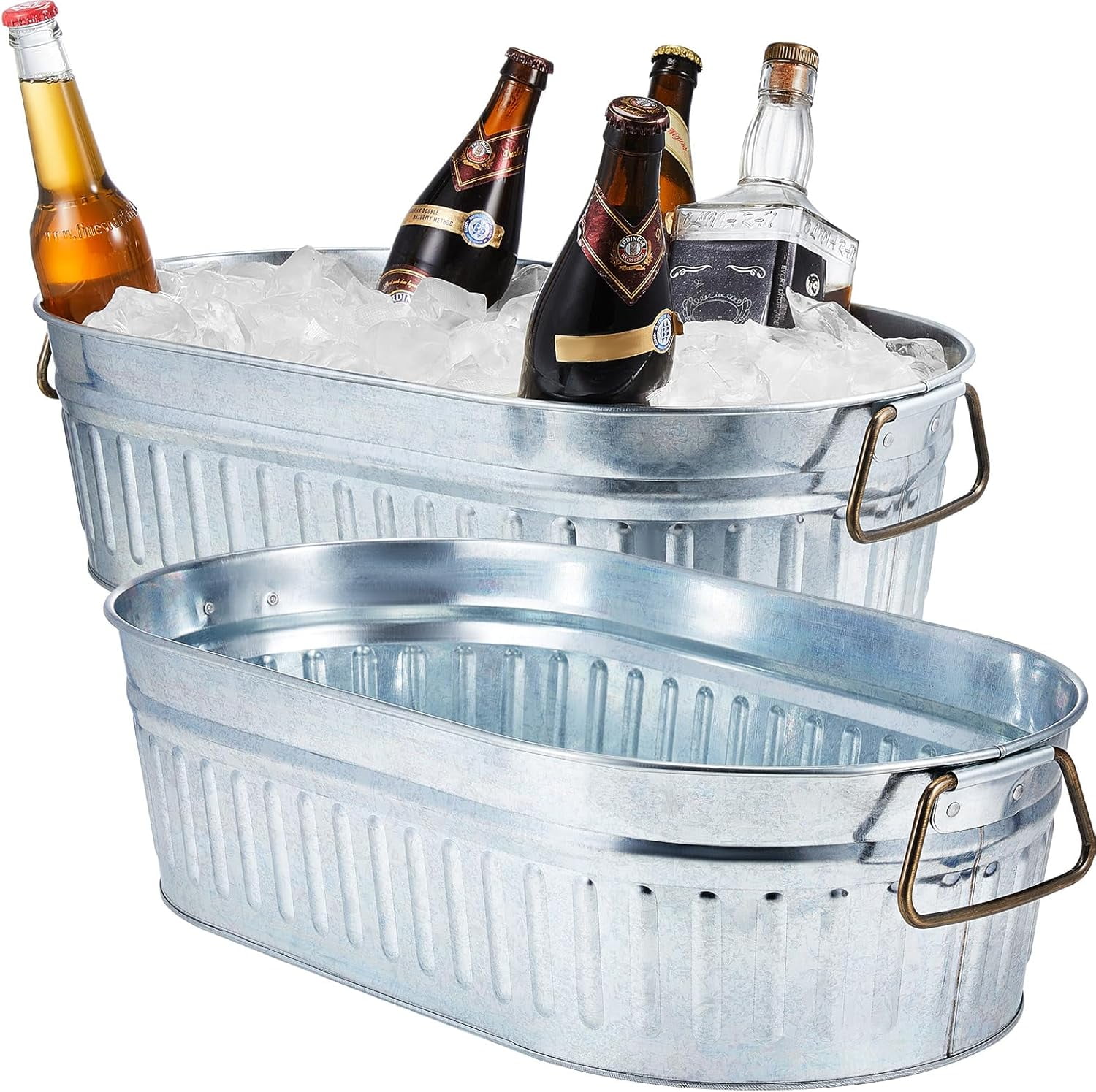5.3 gallons Galvanized Beverage Tub Galvanized Bucket Metal Ice and ...