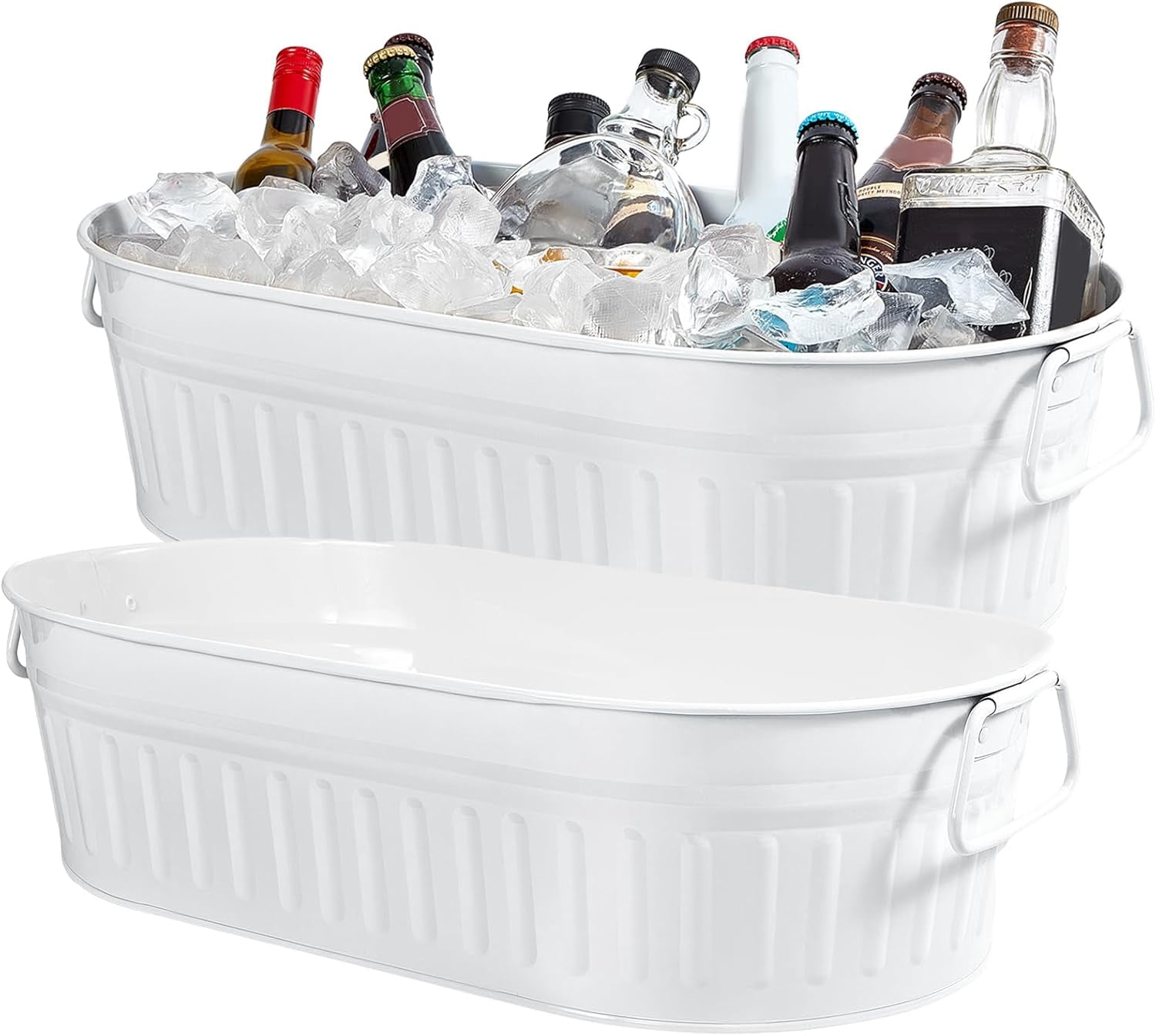 5.3 gallons Galvanized Beverage Tub Galvanized Bucket Metal Ice and ...