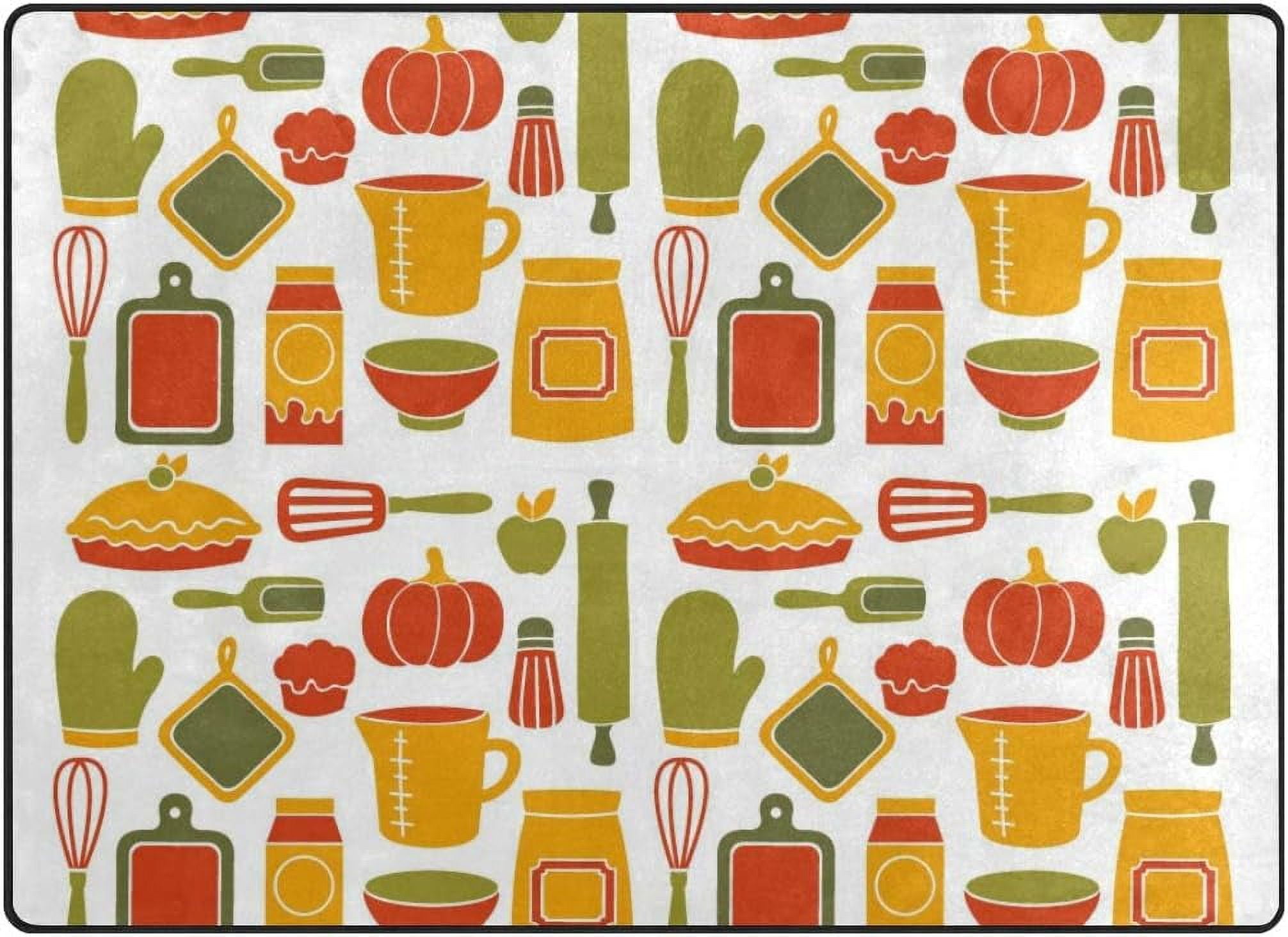5'3" x 4' (63 x 48 inch) Area Rug, Pad Bakery Tools Pattern Nursery ...