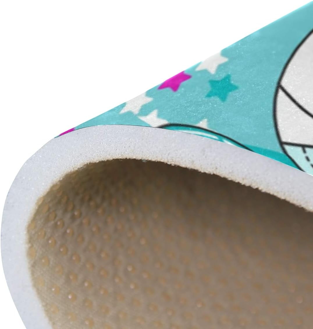 5'3" x 4' (63 x 48 inch) Area Rug, Pad Smiling Whales with Waves ...