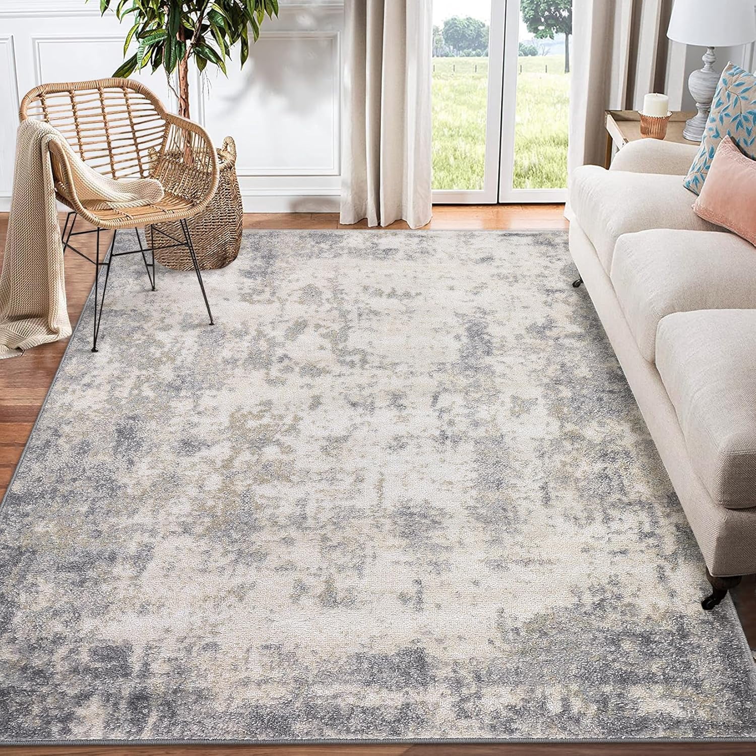 5'3" x 7'3" Hallway Runner Rug, Modern Fade & Stain Resistant Mat ...