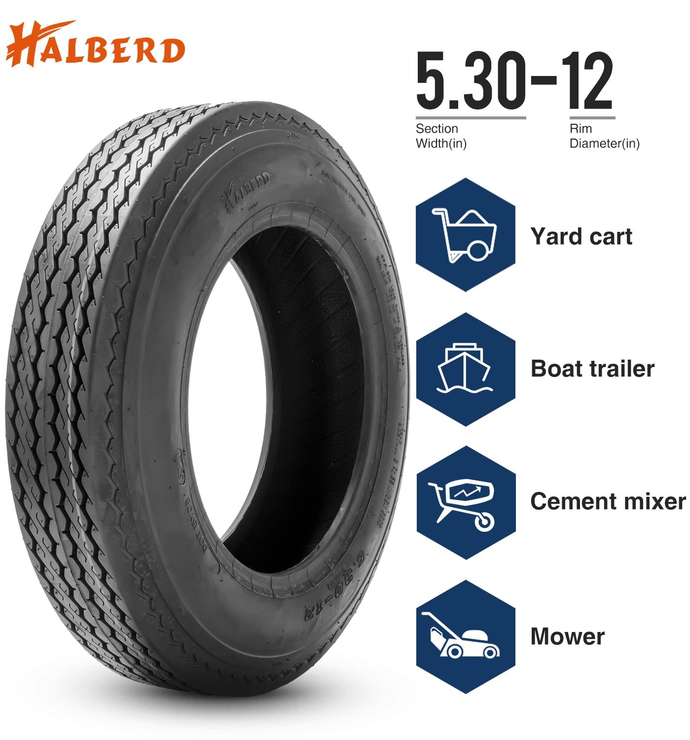 5.30-12 5.30x12 Trailer Tires 6PR Load Range C for Log Splitter/Cement ...