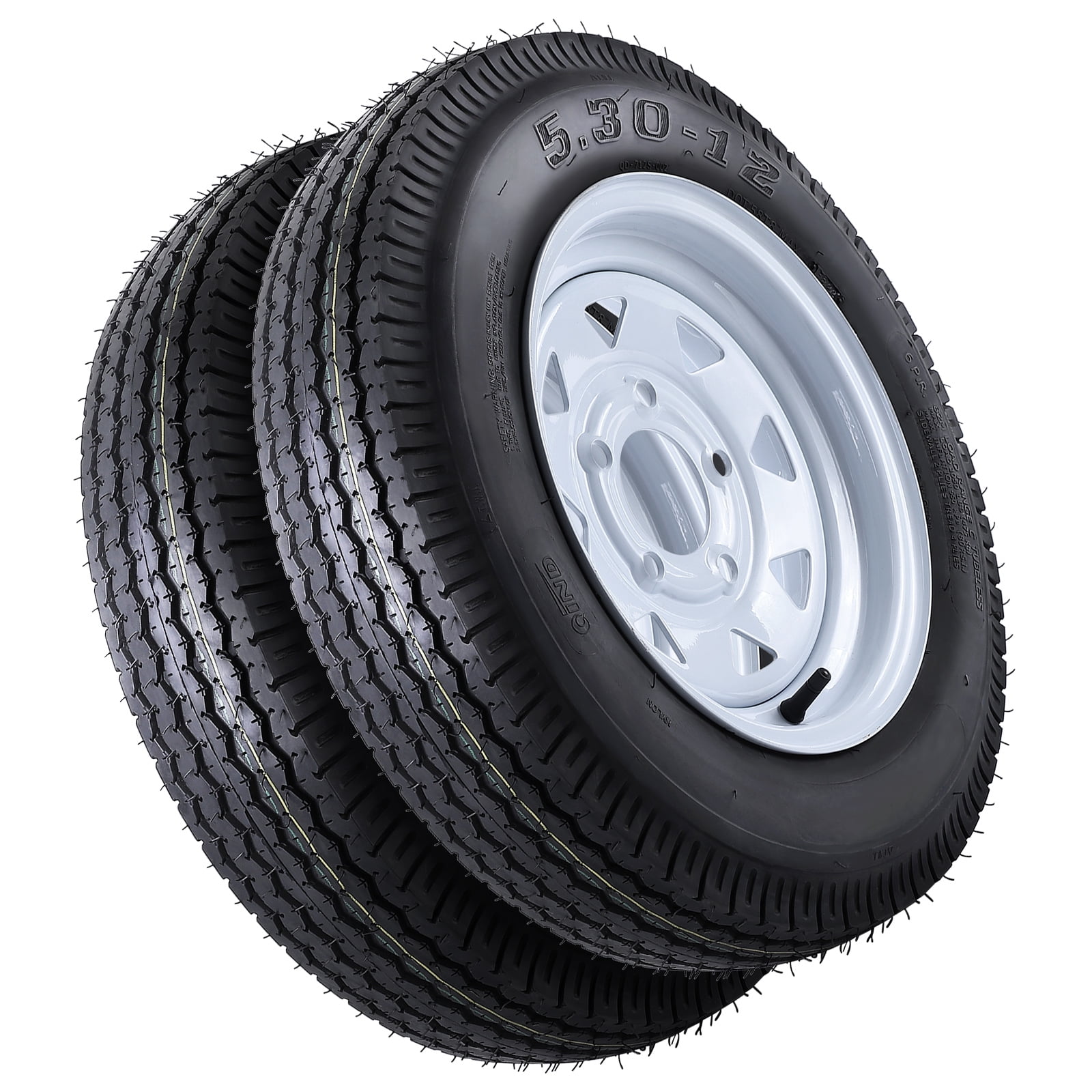 5.30-12 Trailer Tires On Rims (2-Pack) - 5 Lug On 4.5" Bolt Pattern ...