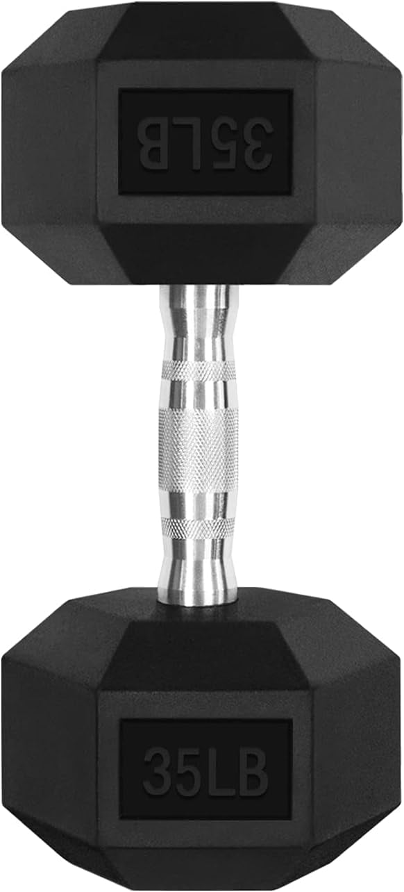 5-300LBS Rubber Encased Hex Dumbbell Sets with Optional Rack for Home ...