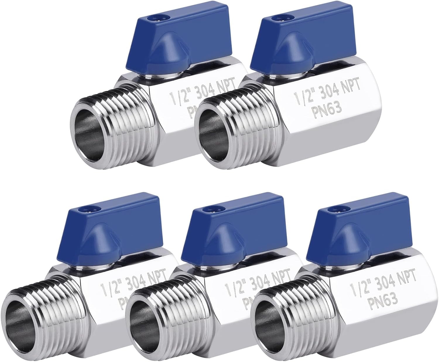 5 304 Stainless 1/2'' Mini Ball Valve NPT Female x Male Thread, Shut ...