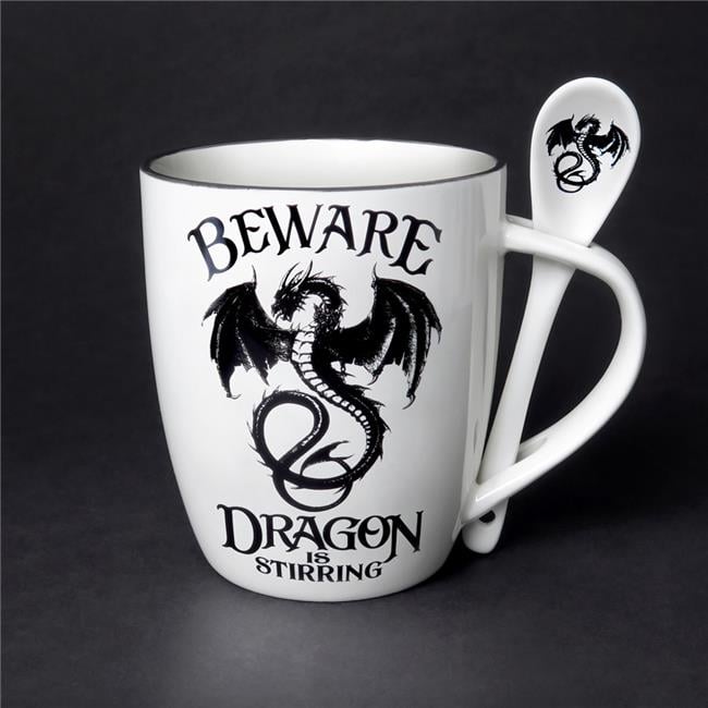 5.31 in. Dragon is Stirring Cup Spoon Set, White & Black - 13 oz ...