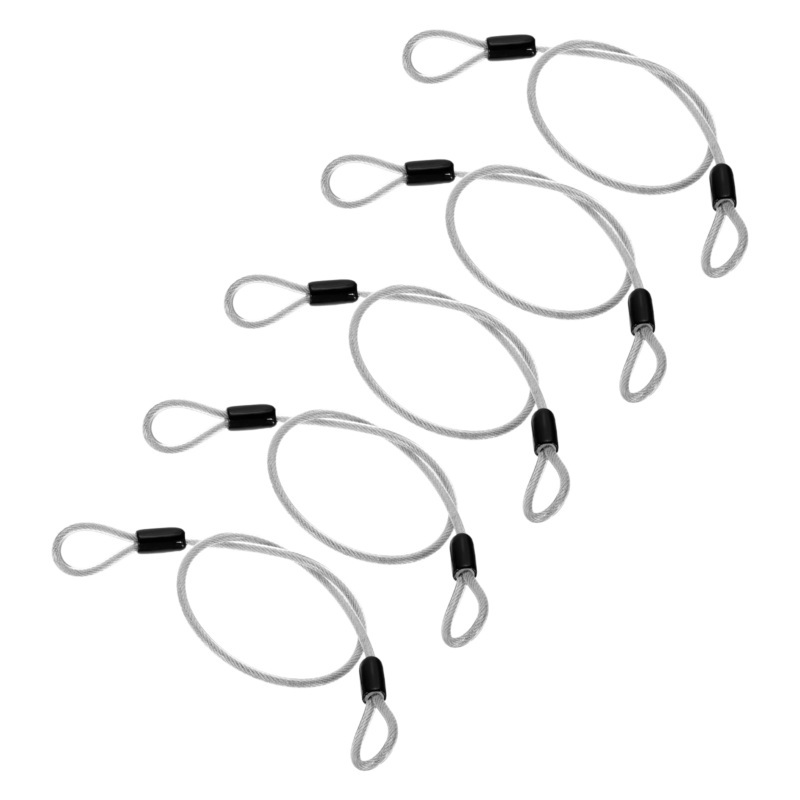 5/32" Dia Vinyl Coated Stainless Steel Cable with Loops, 5 Pcs 2 ft (20 ...