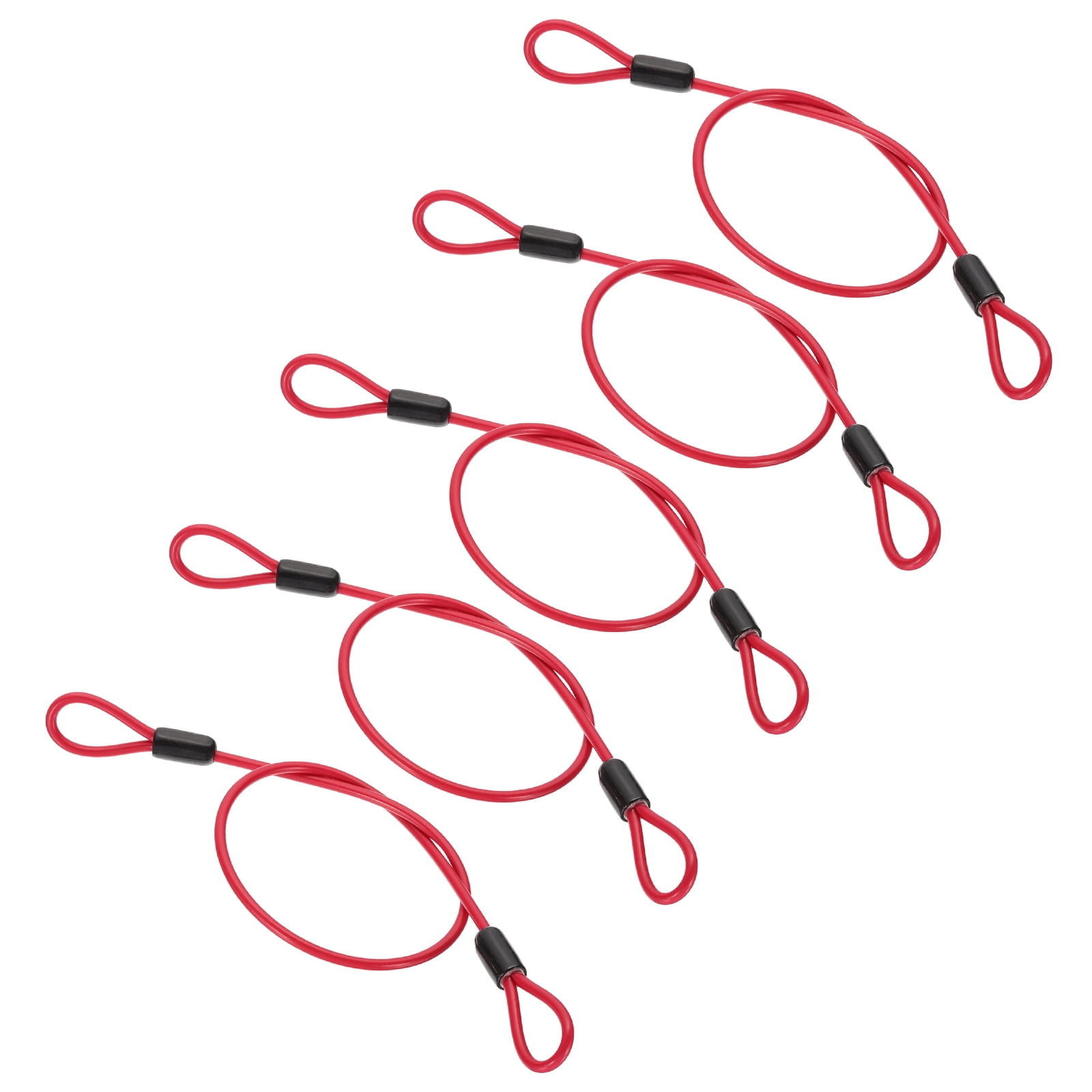 5/32" Dia Vinyl Coated Stainless Steel Cable with Loops, 5 Pcs 2 ft (20 ...