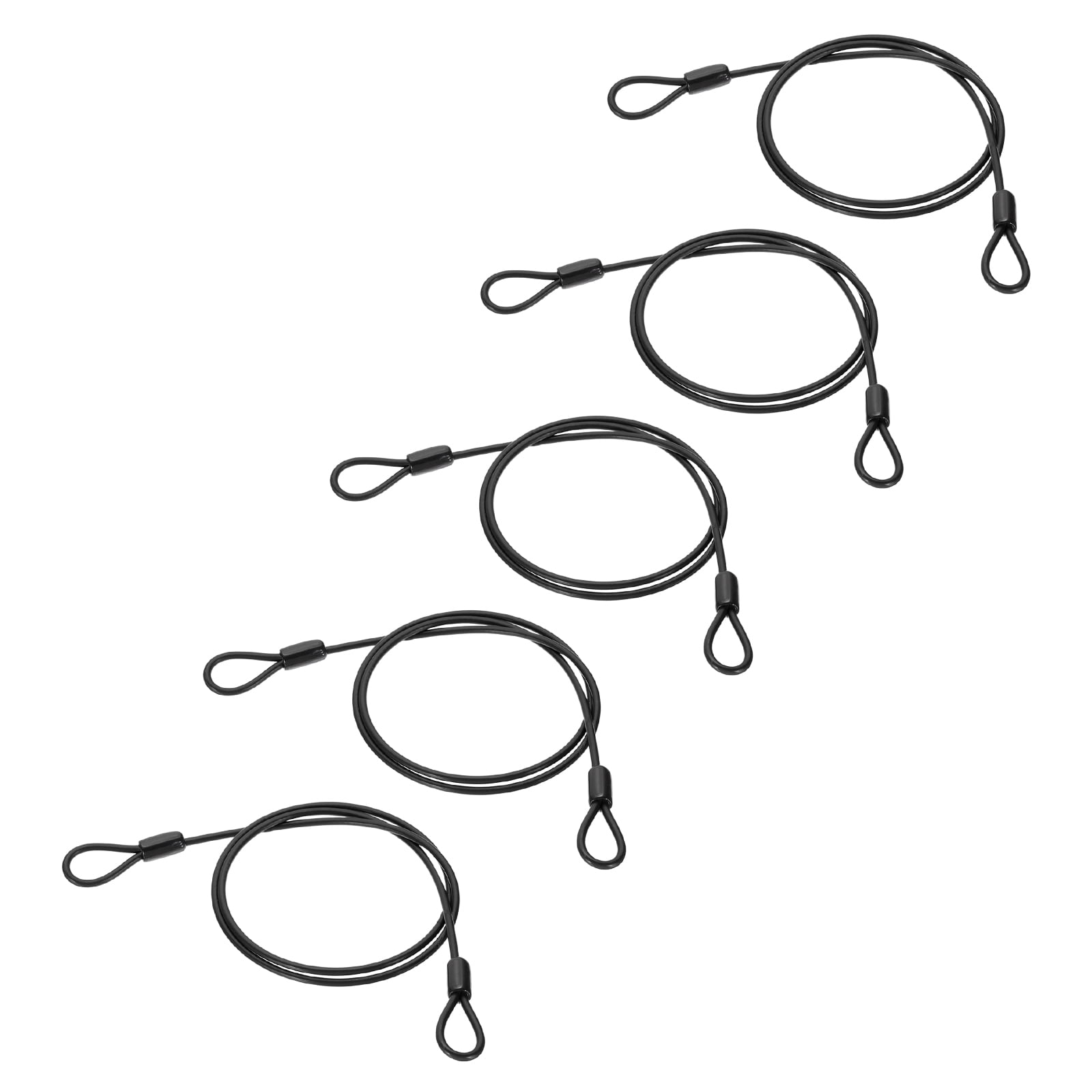 5/32" Dia Vinyl Coated Stainless Steel Cable with Loops, 5 Pcs 3 ft (39 ...