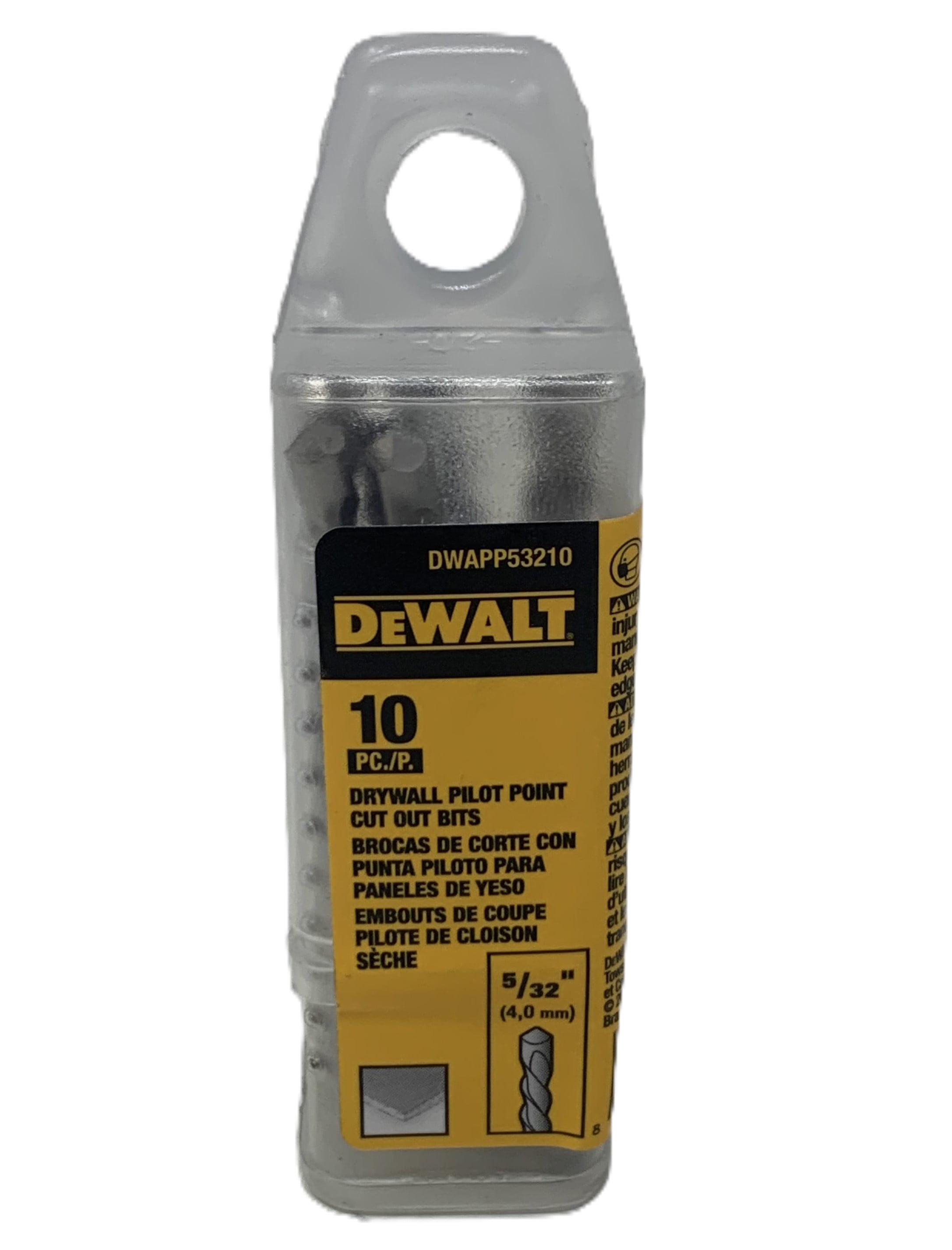 5/32" Drywall Pilot Point Cut Out Bits - DeWalt DWAPP53210, 10 Pieces ...