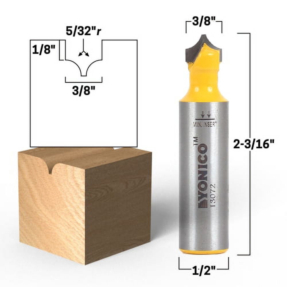 5/32" Radius Point Cutting Round Over Groove Router Bit - 1/2" Shank ...