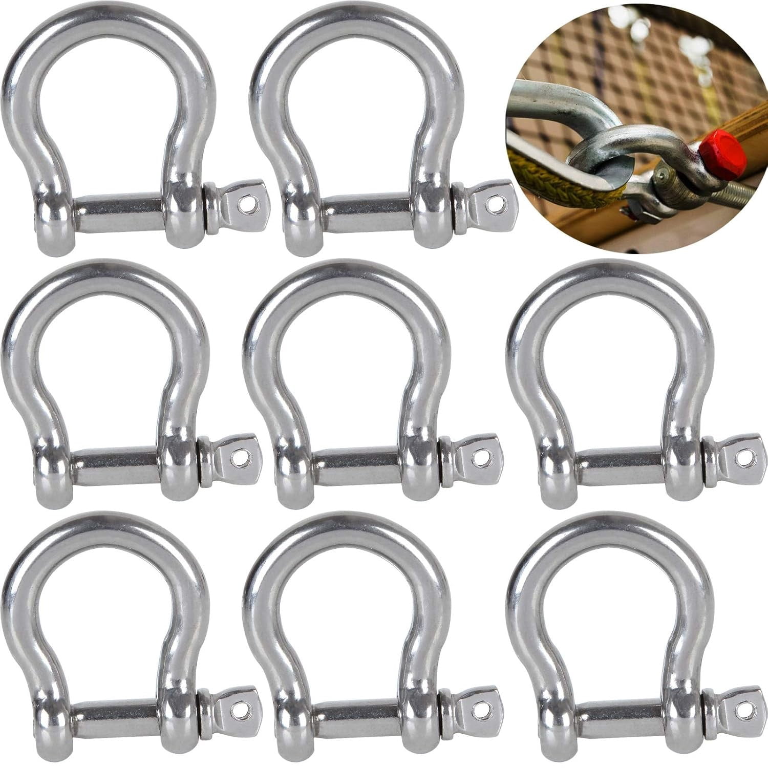 5/32'' Screw Pin Anchor Rigging Bow Shackle Stainless Steel Set 10 PCS ...