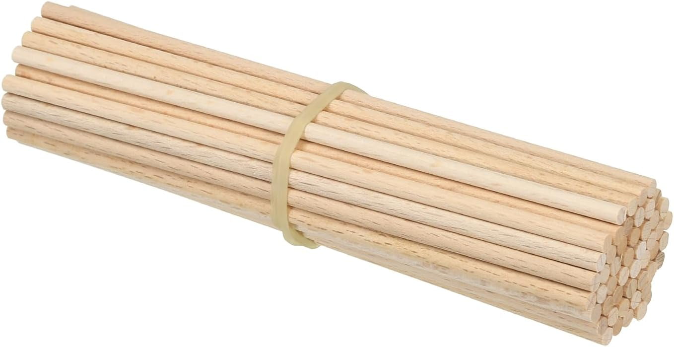 5/32 x 4 Inch Dowel Rods Wood Sticks, 50 Pcs Unfinished Wooden Dowel ...