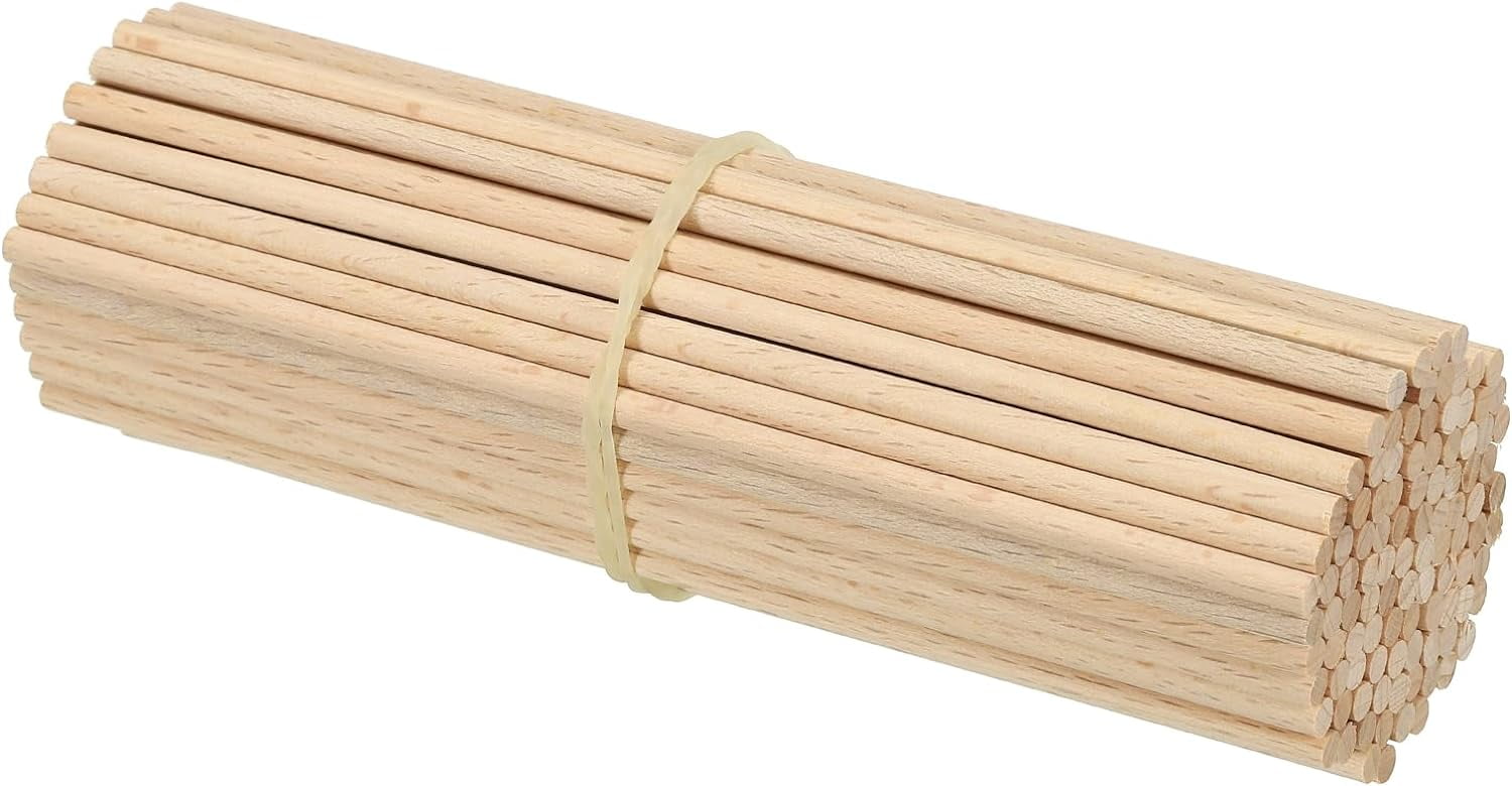 5/32 x 6 Inch Dowel Rods Wood Sticks, 100 Pcs Unfinished Wooden Dowel ...