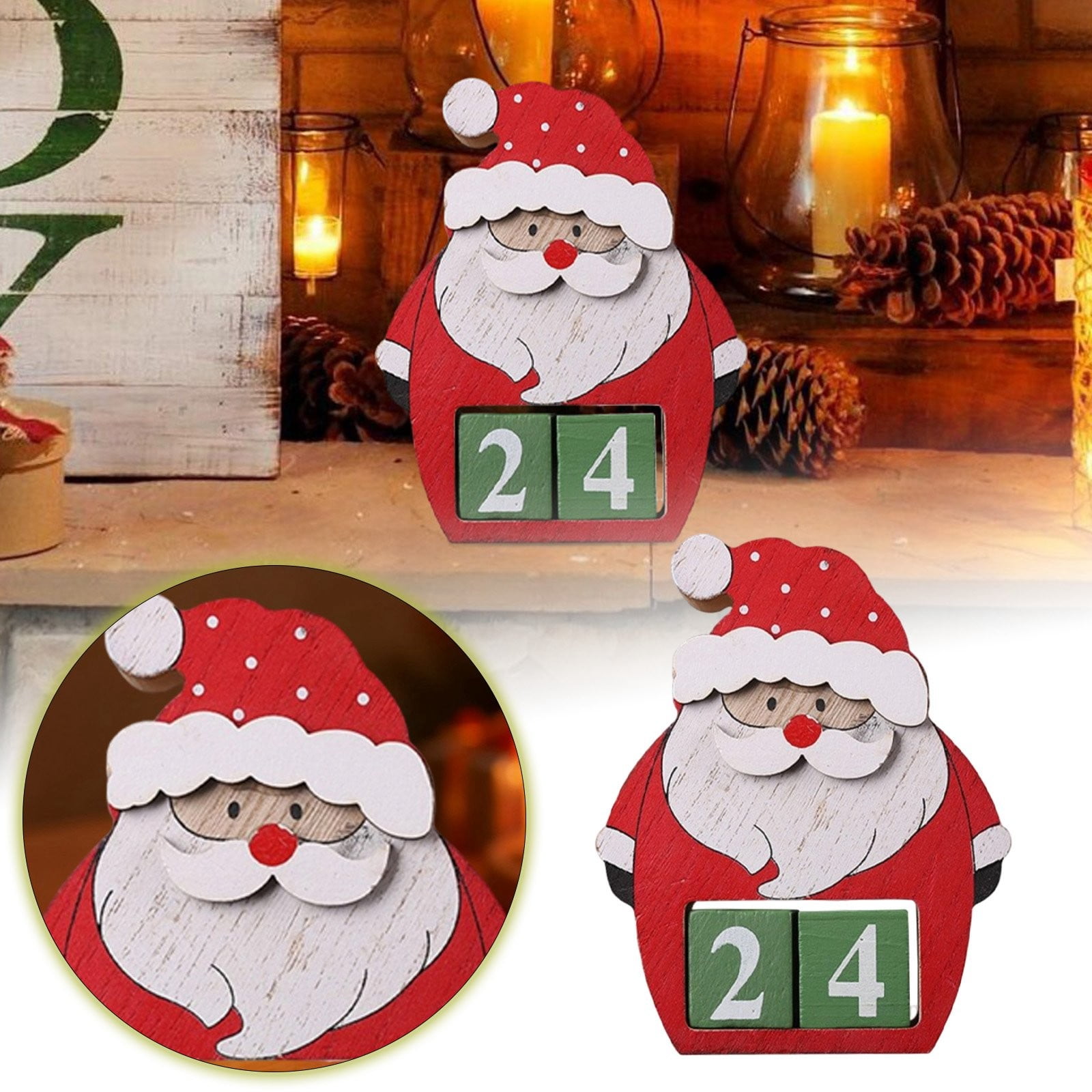 5.35 Inch Wooden Chirstmas Santa Countdown Calendar Funny Xmas Advent ...