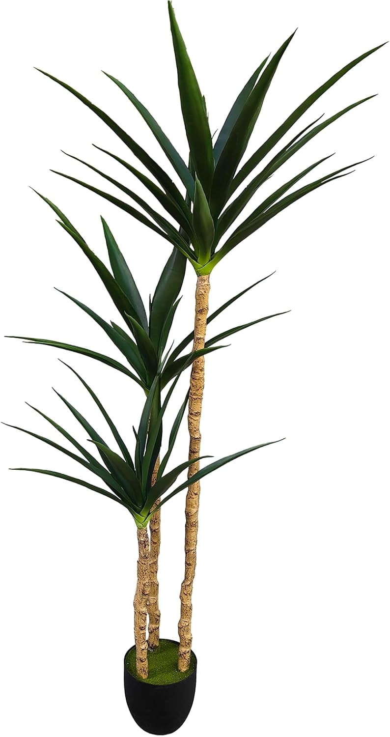 5.3FT Artificial Agave Plant with Planter - Realistic Faux Agave Tree ...