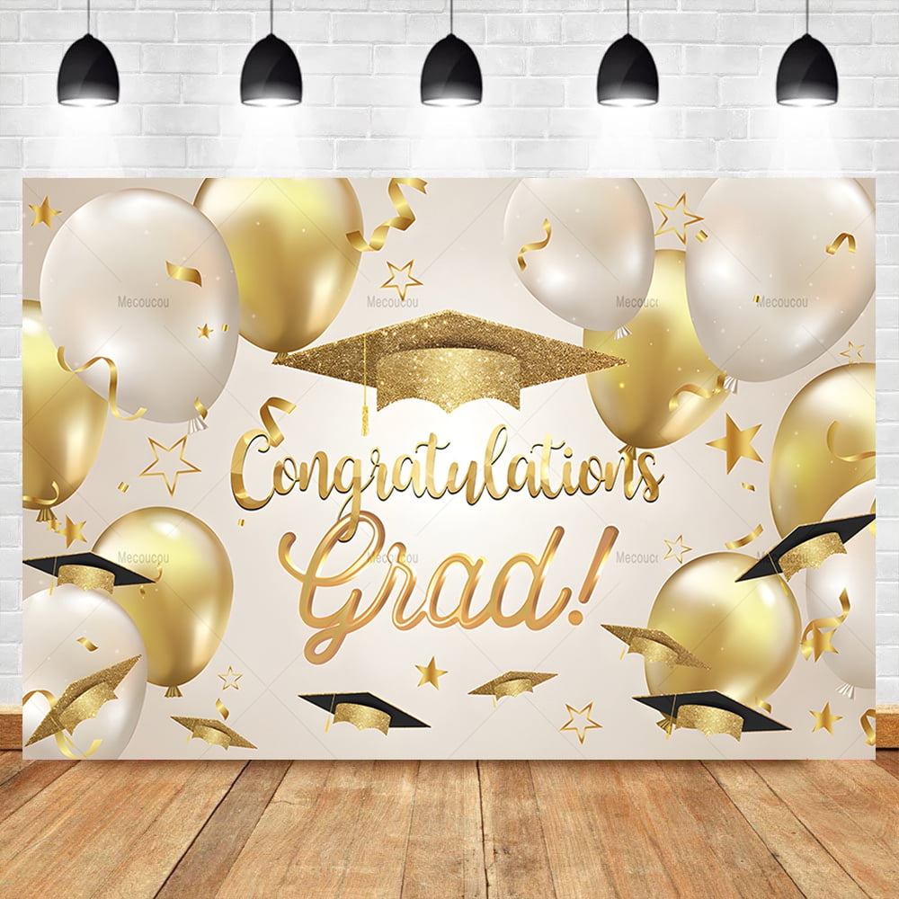 5*3FT Graduation Season Photography Background Banner Gold Blue ...