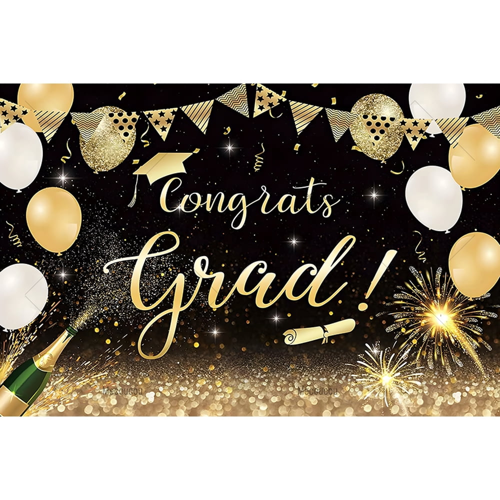 5*3FT Graduation Season Photography Background Banner Gold Blue ...