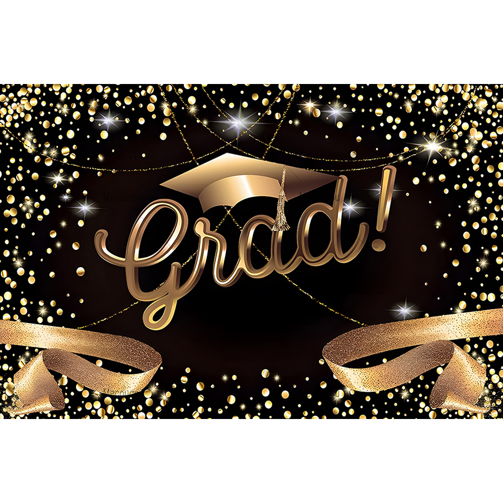 5*3FT Graduation Season Photography Background Banner Gold Blue ...