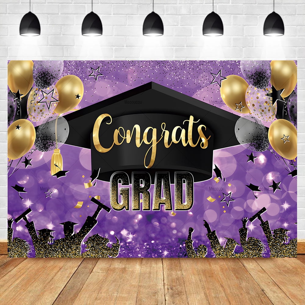 5*3FT Graduation Season Photography Background Banner Gold Blue ...