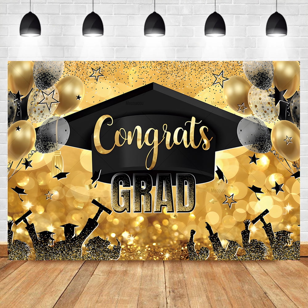 5*3FT Graduation Season Photography Background Banner Gold Blue ...