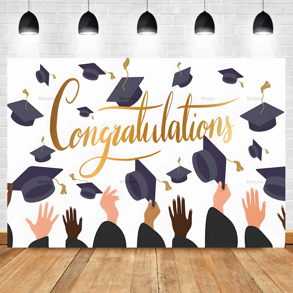 5*3FT Graduation Season Photography Background Banner Gold Blue ...