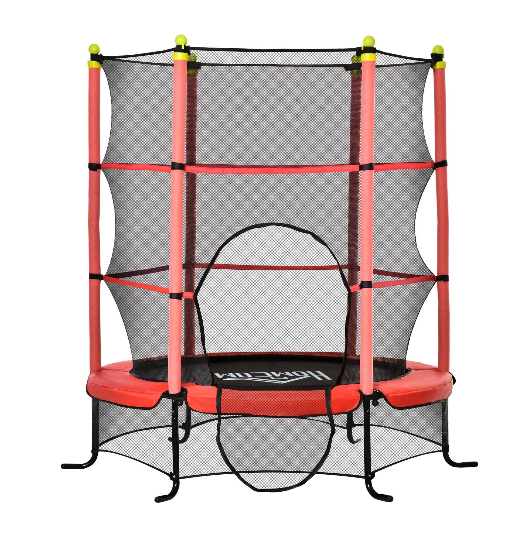5.3FT Kids Trampoline, Red, with Safety Enclosure, for 3-10 Years Old ...