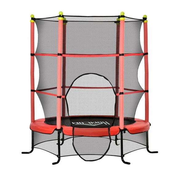 5.3FT Kids Trampoline, Red, with Safety Enclosure, for 3-10 Years Old ...