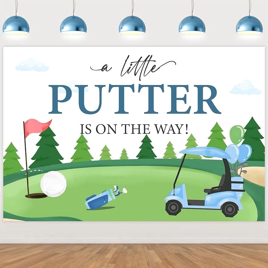 5 * 3ft Golf Baby Shower Backdrop Decorations A Litter Putter is On The ...