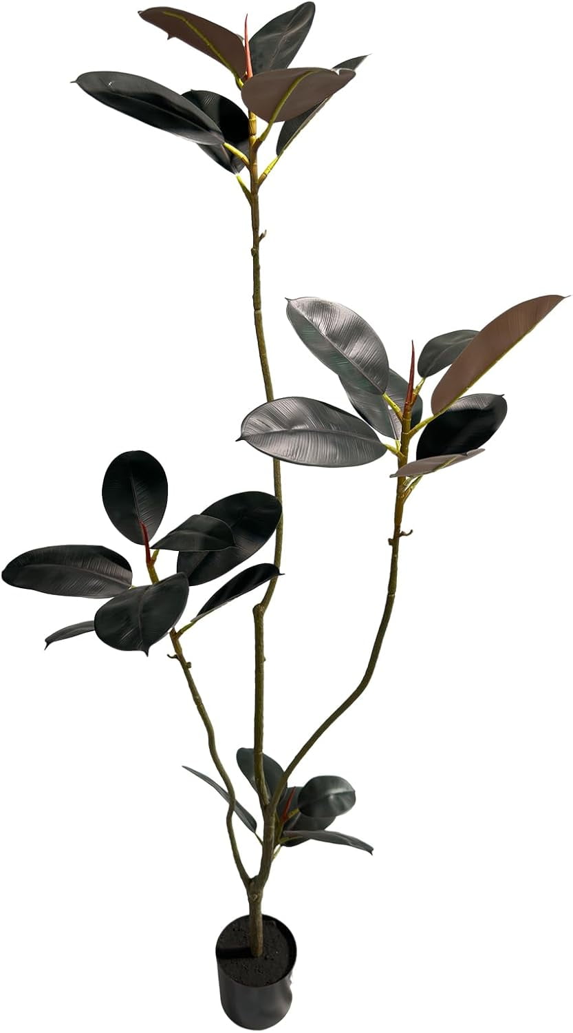 Artificial Rubber Tree,5.3ft Tall Fake Plants Artificial Rubber Plants ...