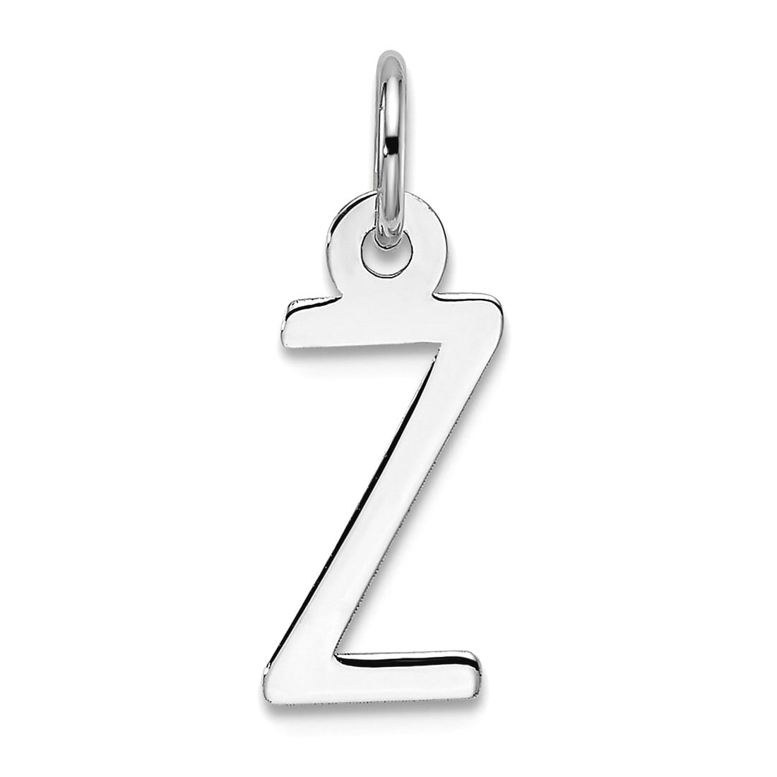 5.3mm 14k White Gold Slanted Block Letter Z Initial Charm Pendant ...