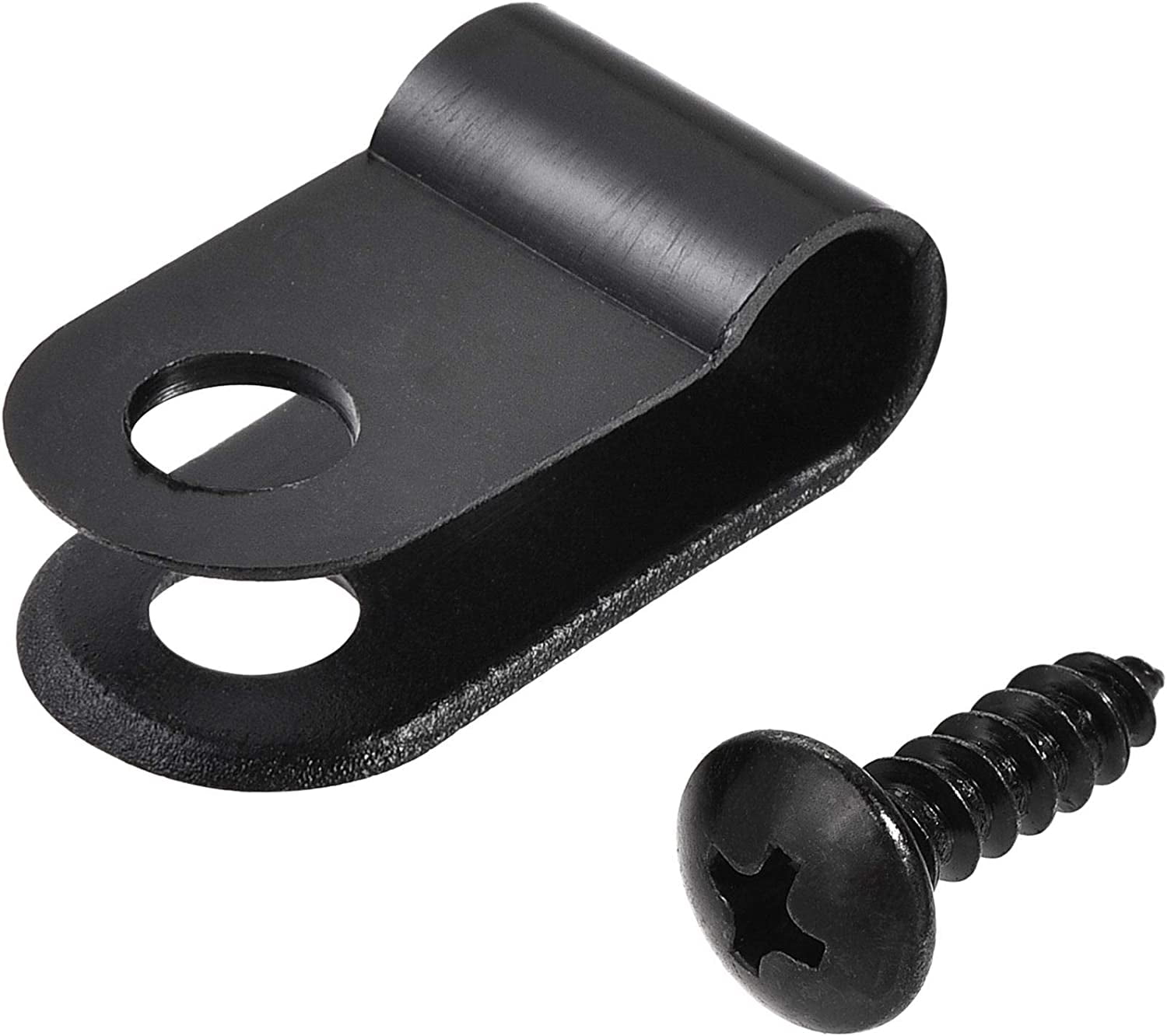 5.3mm Nylon R Type Cable Clip Wire Clamp with Screws Black 100pcs ...