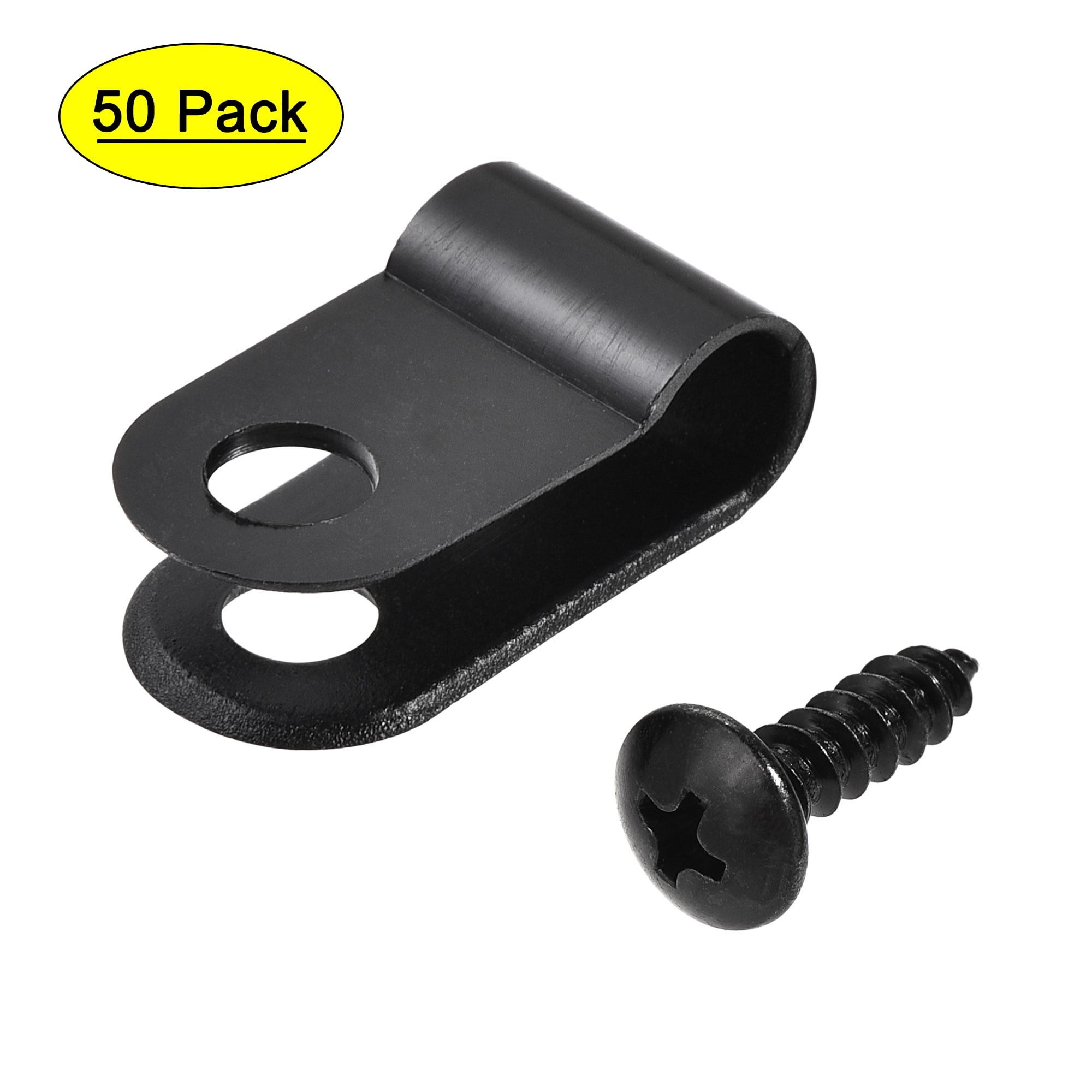 5.3mm Nylon R Type Cable Clip Wire Clamp with Screws Black 50 Pieces ...