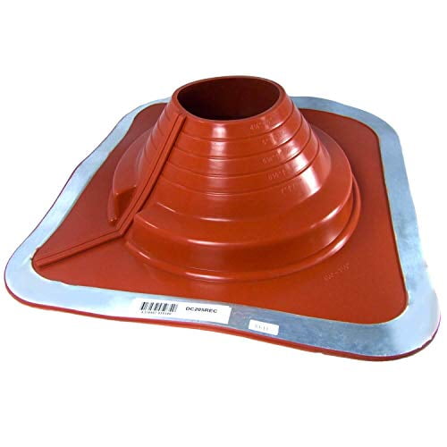 #5 (4-1/4" to 7-1/2") DEKTITE Square Base Combo Pipe Flashing Boot: RED High Temp Silicone ...