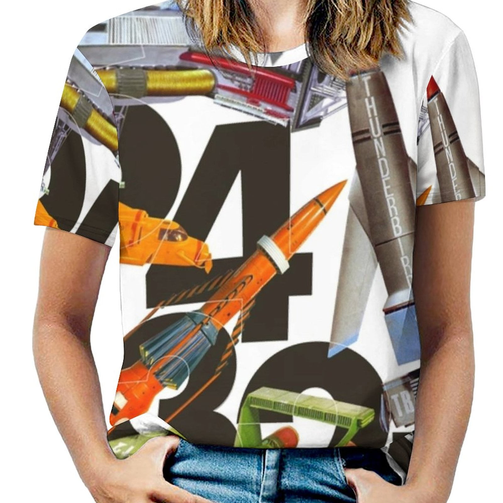 5! 4! 3! 2! 1! Classic The Pop Art Ruffle Short Sleeve T-Shirt V Neck ...