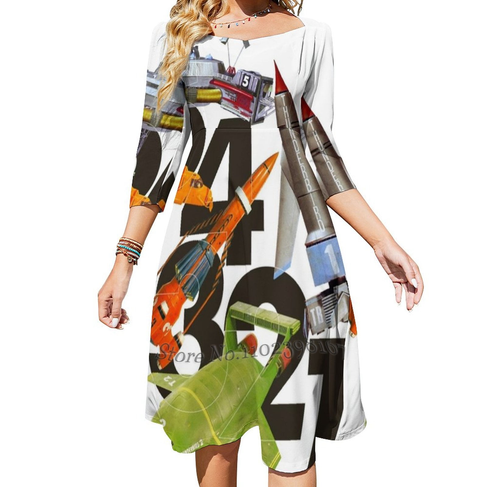 5! 4! 3! 2! 1! Classic The Pop Art Square Neck Dress New Plus Size ...