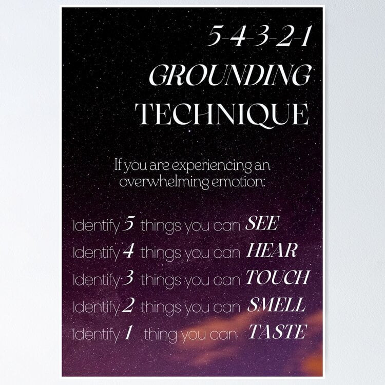 5-4-3-2-1 Grounding Technique Poster- Unframed Poster | Wall Art ...