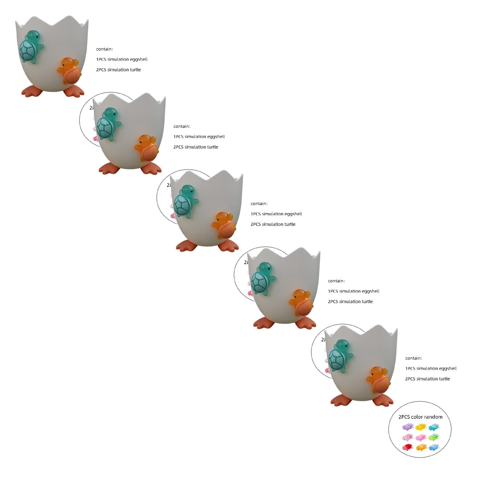 5/4/3/2/1 Pieces White Eggshell Pot Resin Statue With Turtle Easter ...