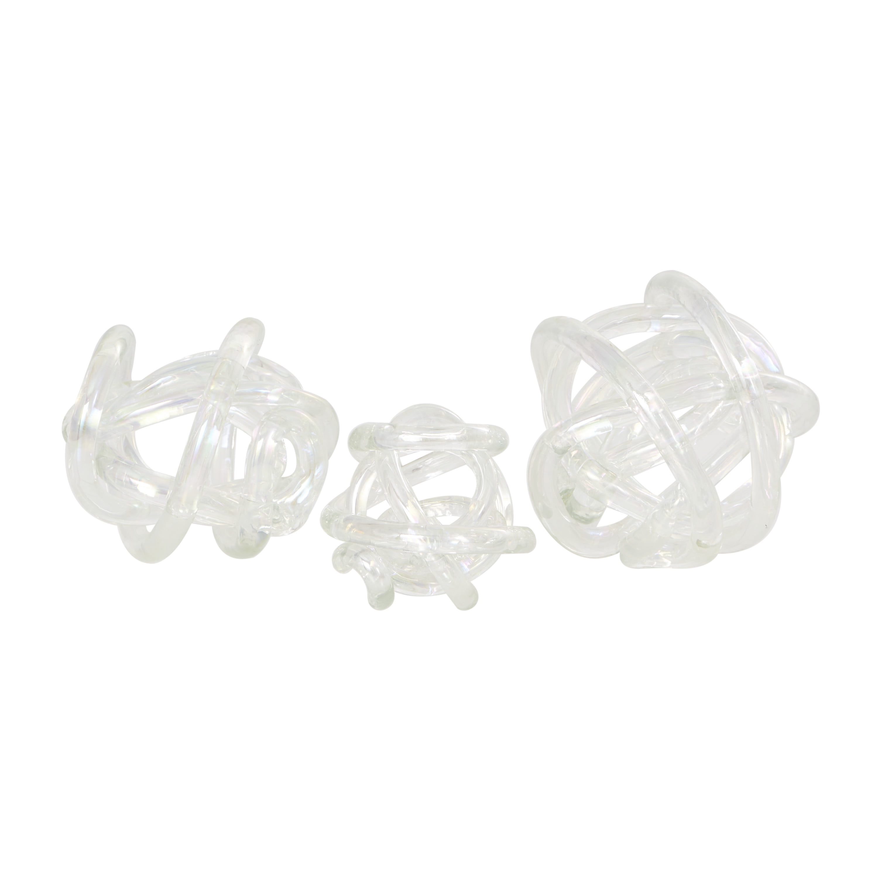 5", 4", 4"W Clear Glass Knotted Ball Knot Sculpture, by DecMode (3 ...